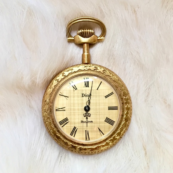 Dior | Accessories | Vintage Christian Dior Bulova Gold Pocket Watch ...